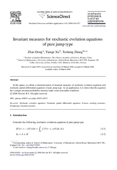 Pdf Invariant Measures For Stochastic Evolution Equations Of Pure