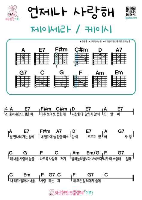 기타 새 악보 하루 한 장 우쿨렐레and기타[무료 코드 악보]