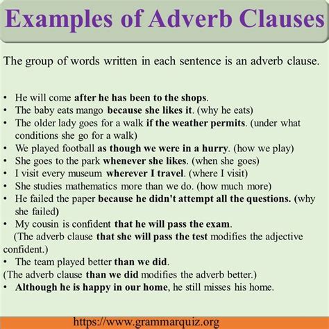 Examples Of Adverb Clause Adverbs Words Containing Clause