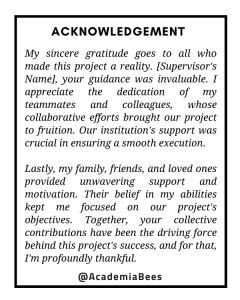 Acknowledgement For Project Samples And Guide