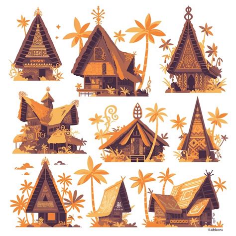 Indonesian Traditional House Patterns With Regional Architecture Premium Ai Generated Vector