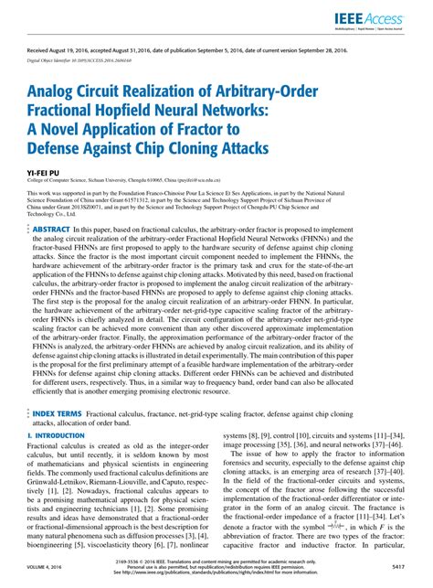 Pdf Analog Circuit Realization Of Arbitrary Order Fractional Hopfield
