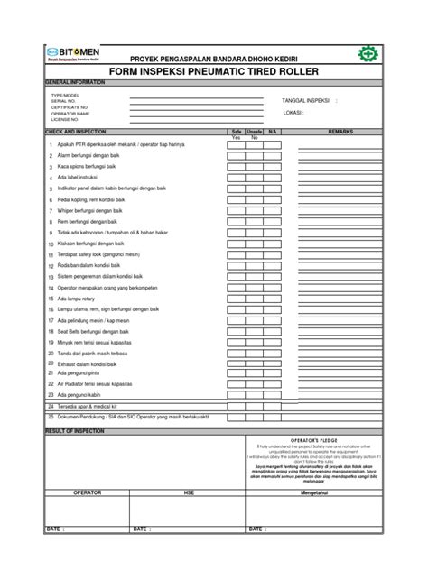 Form Inspeksi Ptr Pdf Form Inspeksi Ptr Pdf