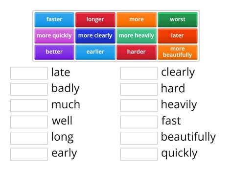 Comparative Adverbs Match Up