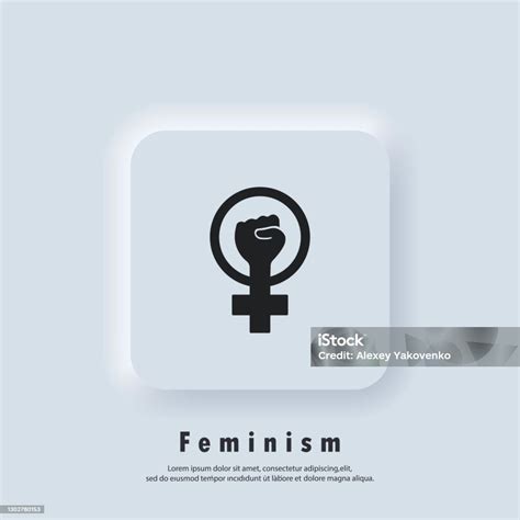 페미니스트 로고 소녀 전원 아이콘 여자는 주먹으로 손을 페미니스트 운동 아이콘 개요의 상징 벡터 Ui 아이콘입니다 Neumorphic Ui Ux 화이트 사용자 인터페이스 웹