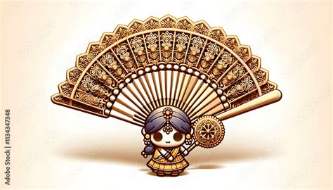 3d Vector Image Of Traditional Indian Hand Fan Pankha Isolated On White Background Concept As