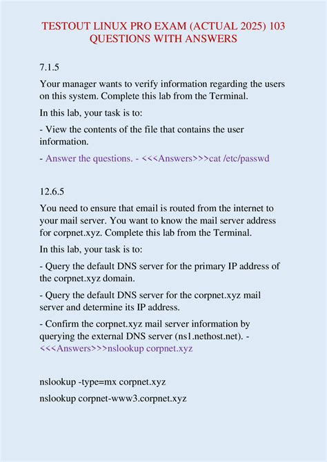 Testout Linux Pro Exam Actual 2025 103 Questions With Answers Exams Computer Science Docsity
