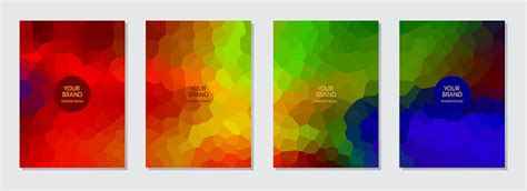 커버 디자인 세트 밝은 수직 템플릿 모음 그런 지 질감 다각형 효과 기하학적 배경 브로셔 카탈로그 책 포스터 전단지를위한 디자인 0명에 대한 스톡 벡터 아트 및 기타 이미지