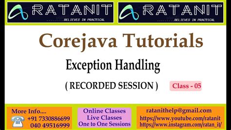 Core Java Exceptional Handling By Mrratan Class 05 Youtube