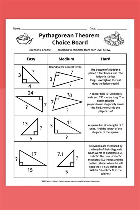 Free Printable Pythagorean Theorem Worksheet Bundle