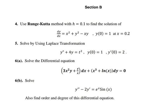 solved section b 4 use runge kutta method with h 0 1 to
