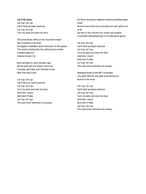 Let It Go Lyrics