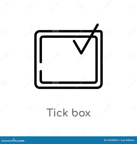 Outline Tick Box Vector Icon Isolated Black Simple Line Element Illustration From User