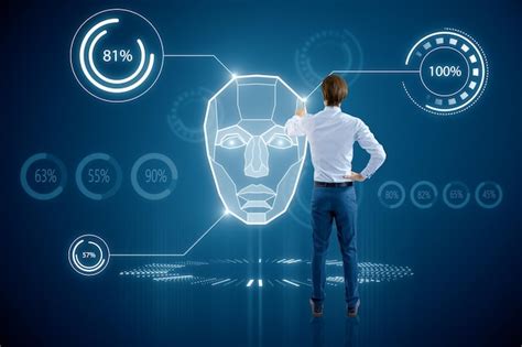 Premium Photo Man Analyzing Ai Technology Interface With Facial