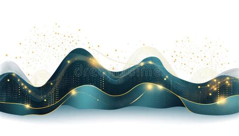 Abstract Data Visualization Vivid Turquoise Graph Line Golden Nodes Electronic Network Stock