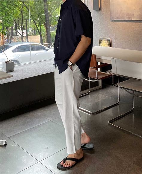 당일출고 11 9부 세미와이드 일자 린넨 바지 4color 블루트