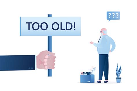 직업 제한 상사 손이 플래카드를 들고 있습니다 너무 오래되었습니다 불행한 노인 연령 차별 연령 차별 면접 후 선임 구직자 채용