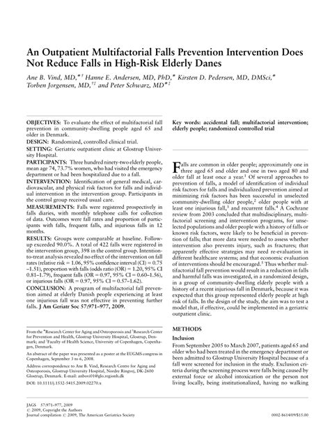 Pdf An Outpatient Multifactorial Falls Prevention Intervention Does