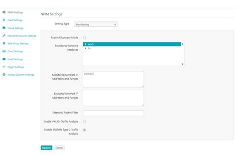 Configuration Page Tenable Network Monitor