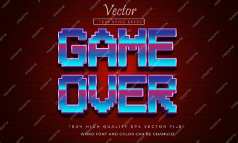 게임 오버 텍스트 효과 편집 가능한 픽셀 3d 스타일 프리미엄 벡터