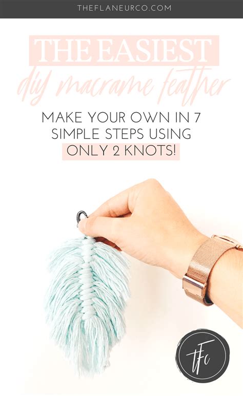 Macrame Feather DIY Tutorial The Flaneur Co Feather Diy Macrame Feather Macrame Diy