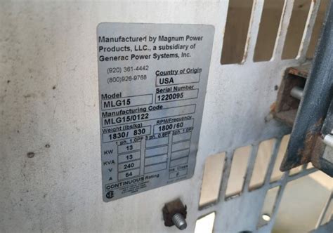 Used 13 Kw Generac Mlg15 Portable Diesel Generator Epa Tier 4i Woodstock Power