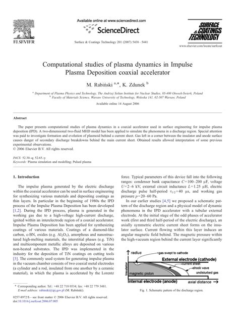 Pdf Computational Studies Of Plasma Dynamics In Impulse Plasma