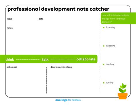 Professional Development Note Catcher Duolingo For Schools