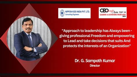 Ceo Insights Asia On Linkedin Dr G Sampath Kumar Proven Expertise