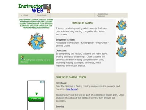 Sharing Is Caring Lesson Plan For Kindergarten 2nd Grade Lesson Planet