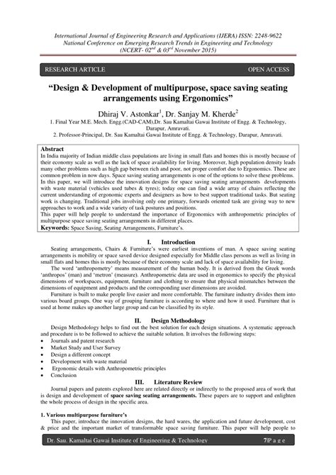 PDF Design Development Of Multipurpose Space Saving Seating Arrangements Using Ergonomics