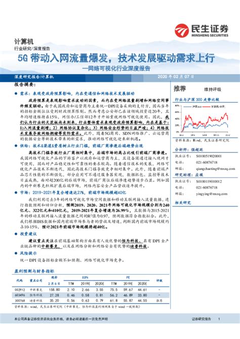网络可视化行业深度报告：5g带动入网流量爆发，技术发展驱动需求上行