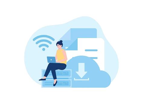 A Woman Inputs Data Into Cloud Storage Concept Flat Illustration 27814052 Vector Art At Vecteezy
