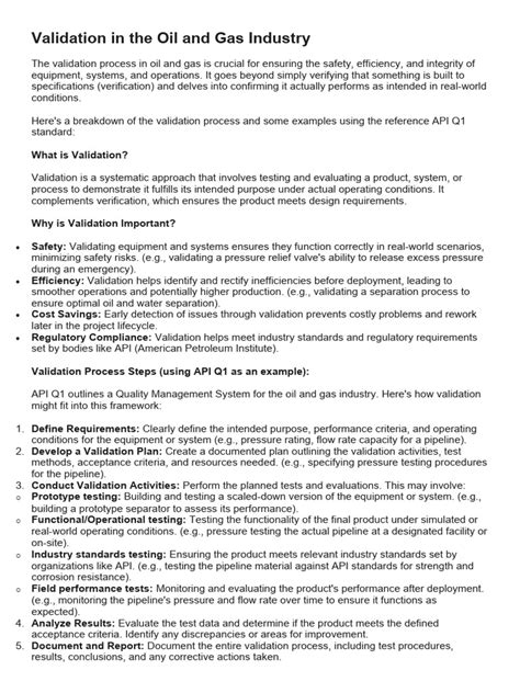Validation In The Oil And Gas Industry Pdf Verification And