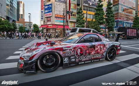 배경 화면 이타 샤 일본 자동차 스포츠카 경주 용 자동차 아키하바라 마즈다 Rx 7 신체 킷 빨간