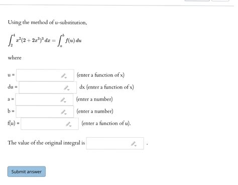 Solved Using The Method Of U Substitution Chegg Com