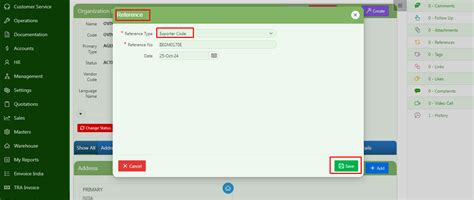 How To Add Exporter Code In Organisation Of Fresa