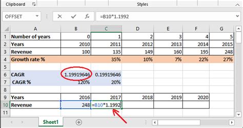 Excel 如何计算cagr极客笔记