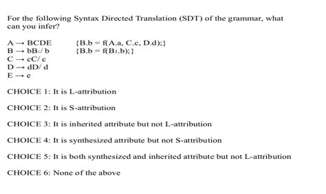 Solved For The Following Syntax Directed Translation SDT Chegg