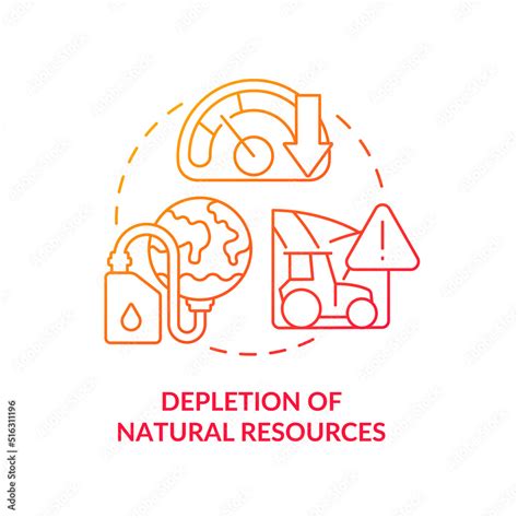Depletion Of Natural Resources Red Gradient Concept Icon Negative Effect Of Overpopulation