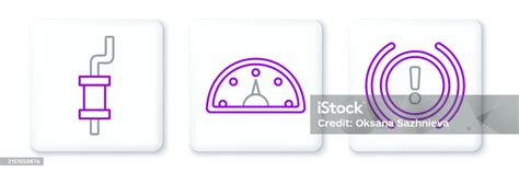 라인 브레이크 시스템 경고 자동차 머플러 및 속도계 아이콘을 설정합니다 벡터 강철에 대한 스톡 벡터 아트 및 기타 이미지 강철 경계 표지 계기판 차량 부분 Istock