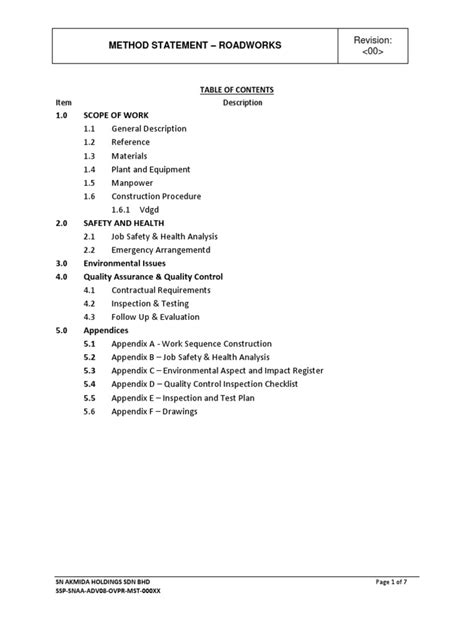 Roadworks Method Statement Summary Pdf Road Surface Concrete