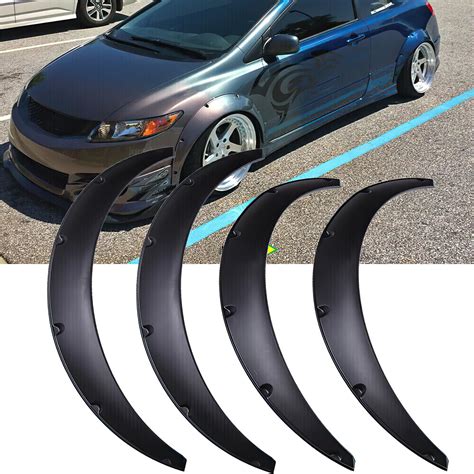 4pcs Black Universal Car Flexible Fender Flares Wheel