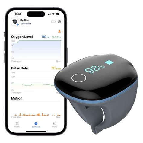 Oxyring Oxygen Monitor Continuous Oxygen Meter Finger Pulse Oximeter With Real Time Reminder
