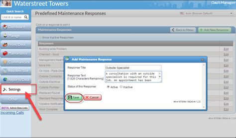 Predefined Maintenance Responses Staff Help Site