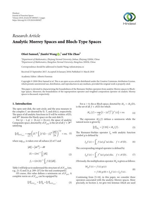 Pdf Analytic Morrey Spaces And Bloch Type Spaces