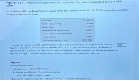 Solved Problem 19 5a Computing And Applying Overhead To