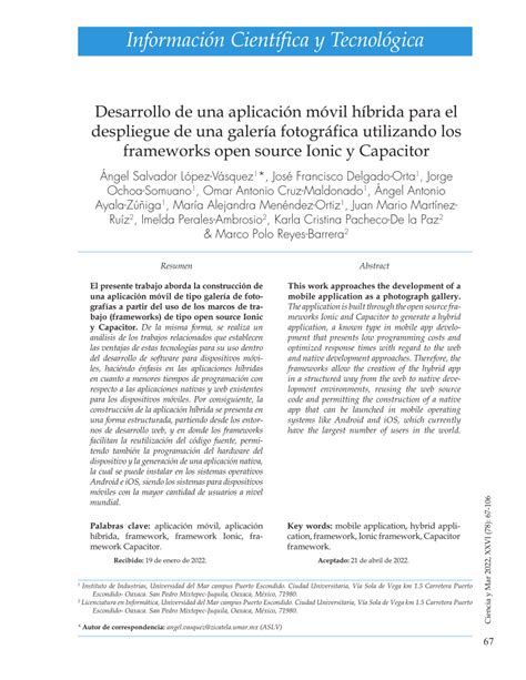 Pdf Desarrollo De Una Aplicación Móvil Híbrida Para El Despliegue De
