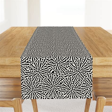 Monochrome Coral Table Runner Abstract Coral By Furbuddy Coastal
