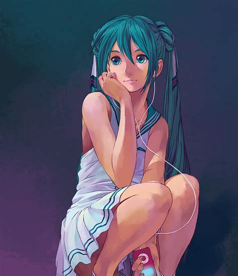 Reise Hatsune Miku Vocaloid Multicolored Background Girl Aqua Eyes Aqua Hair Bare